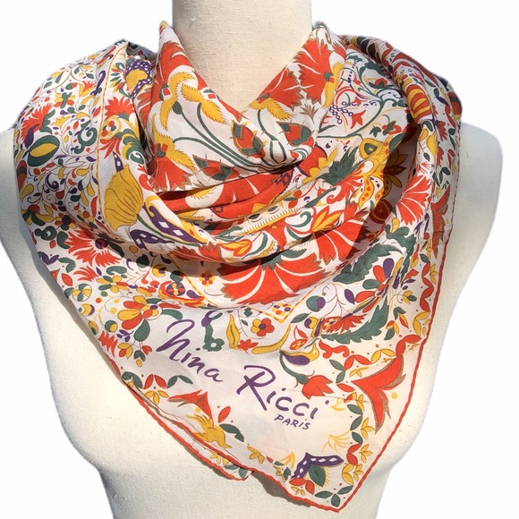 Nina Ricci | Accessories | Nina Ricci Floral Silk Scarf | Poshmark